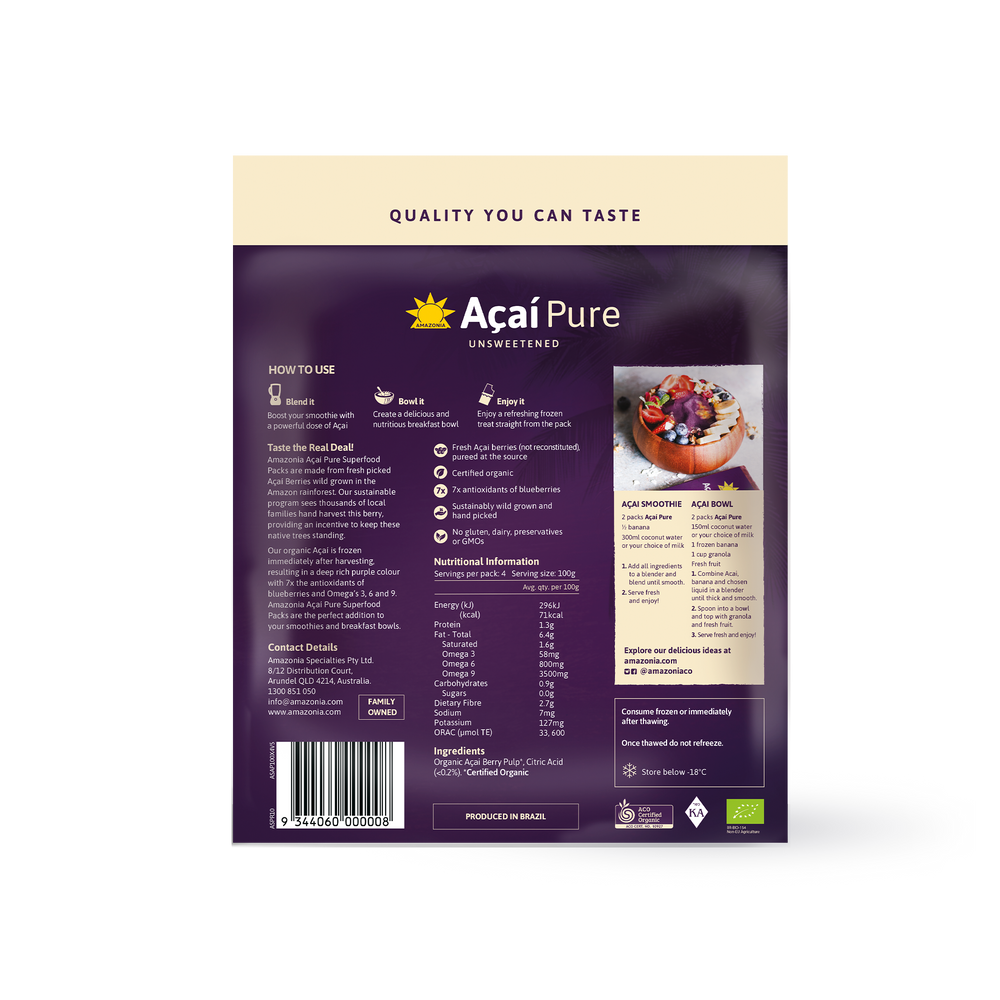Amazonia Açaí Pure 4x100g Sachets